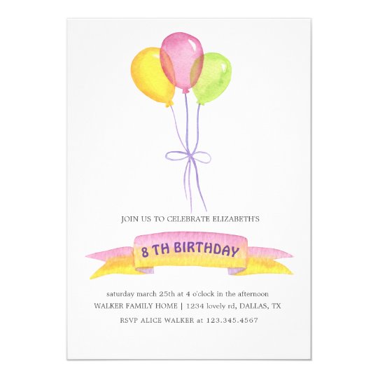 Balloons and Ribbons | Birthday Invitation | Zazzle.com