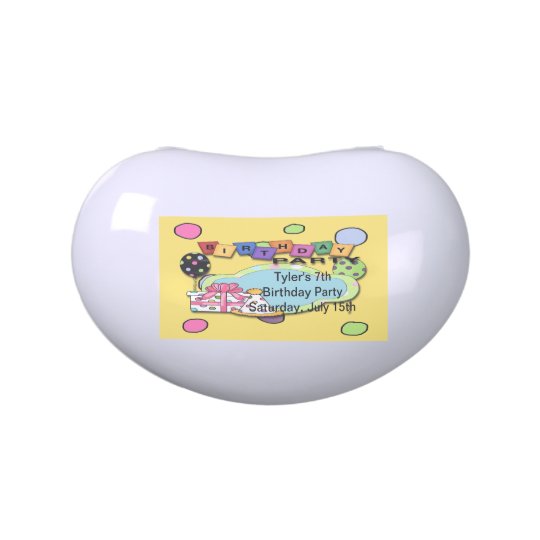 Balloons Birthday Jelly Bean shape Candy Tin | Zazzle.com
