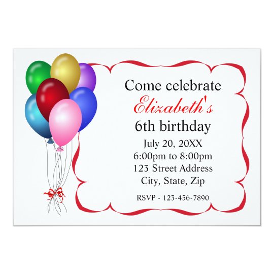 Balloons Birthday Party Invitation | Zazzle.com