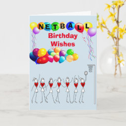 Balloons Birthday Wishes Netball Greeting Card | Zazzle