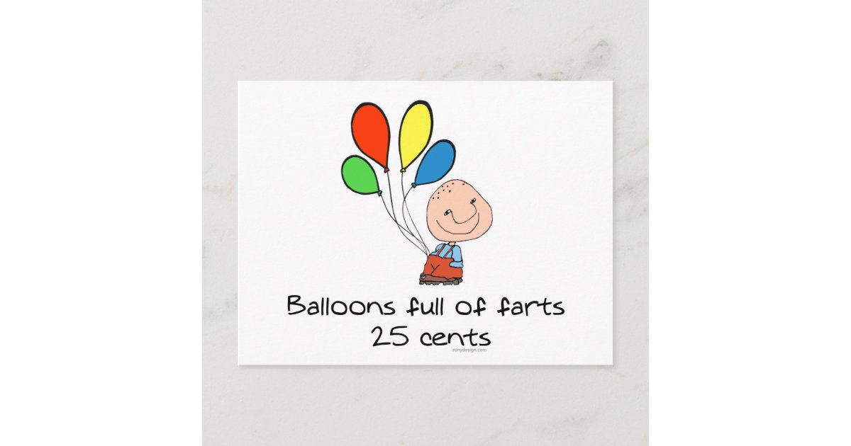 Balloons full of farts postcard | Zazzle