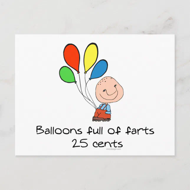 Balloons full of farts postcard | Zazzle