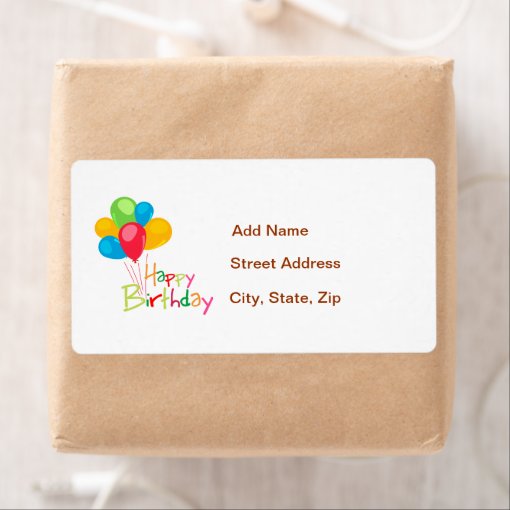 Balloons Happy Birthday Label | Zazzle