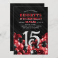 Balloons Red 15th Birthday Invitation | Zazzle