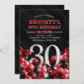 Balloons Red 30th Birthday Invitation | Zazzle