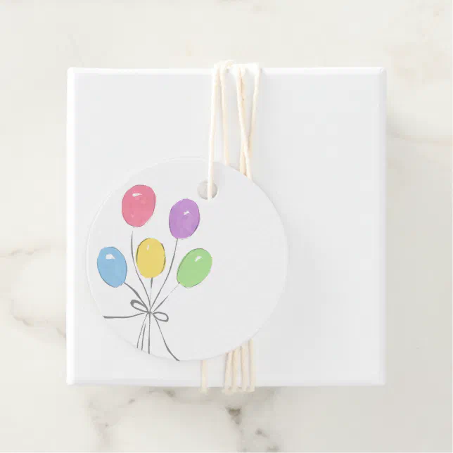 Balloons Watercolor Art Celebration Birthday Sweet Favor Tags | Zazzle