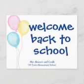 Balloons Welcome Back to School Postcard | Zazzle