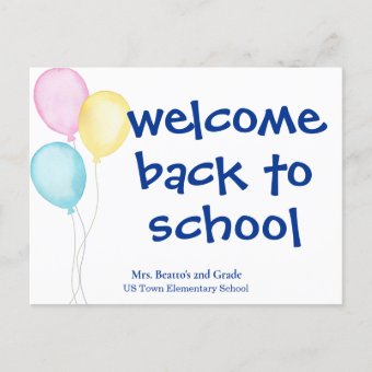 Balloons Welcome Back to School Postcard | Zazzle