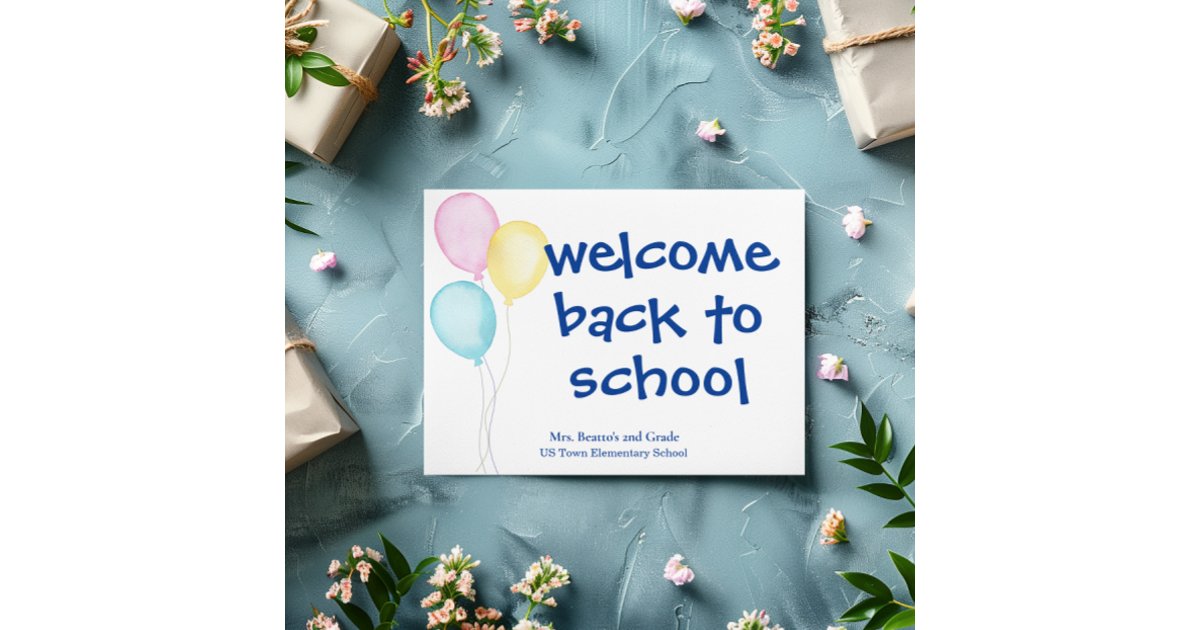 Balloons Welcome Back to School Postcard | Zazzle