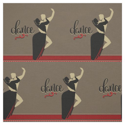 Ballroom Dance Couple Tan Black 4.5" Fabric | Zazzle