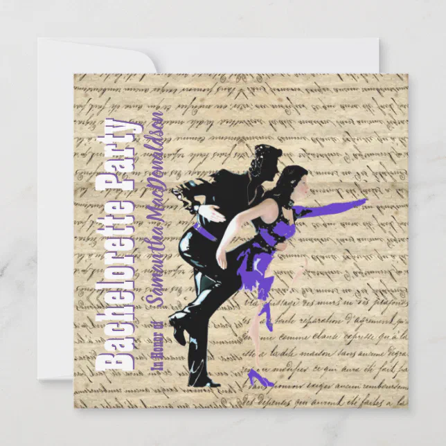 Ballroom dancers bachelorette party invitation | Zazzle