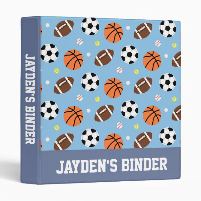 Balls Pattern Sports Themed Binder | Zazzle
