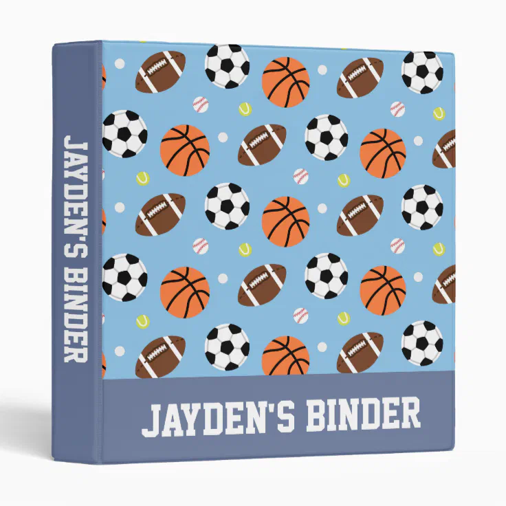 Balls Pattern Sports Themed Binder | Zazzle