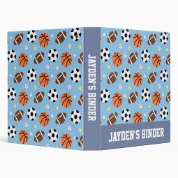 Balls Pattern Sports Themed Binder | Zazzle