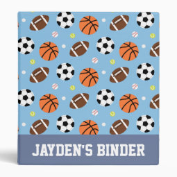 Balls Pattern Sports Themed Binder | Zazzle
