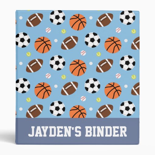Balls Pattern Sports Themed Binder | Zazzle