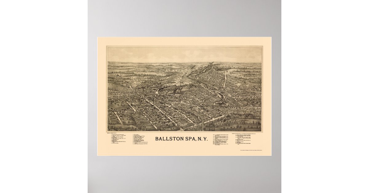 Ballston Spa, NY Panoramic Map - 1890 Poster | Zazzle