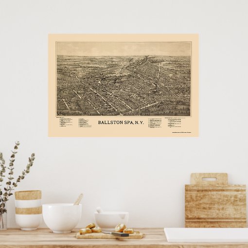 Ballston Spa, NY Panoramic Map - 1890 Poster | Zazzle