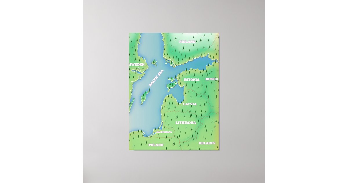 Baltic sea map canvas print | Zazzle