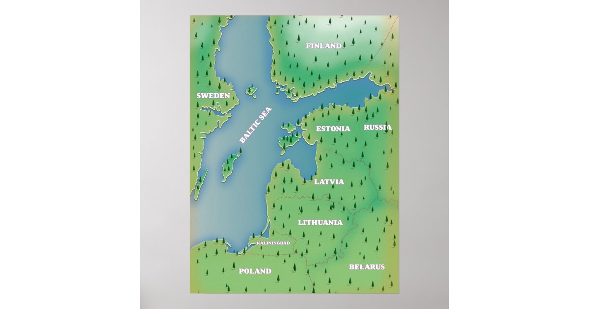 Baltic sea map poster | Zazzle