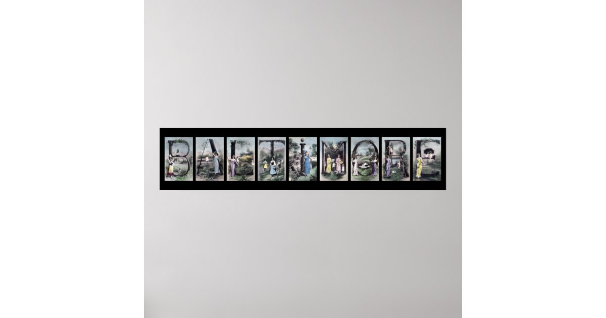 BALTIMORE Alphabet Letter Name Art Poster | Zazzle