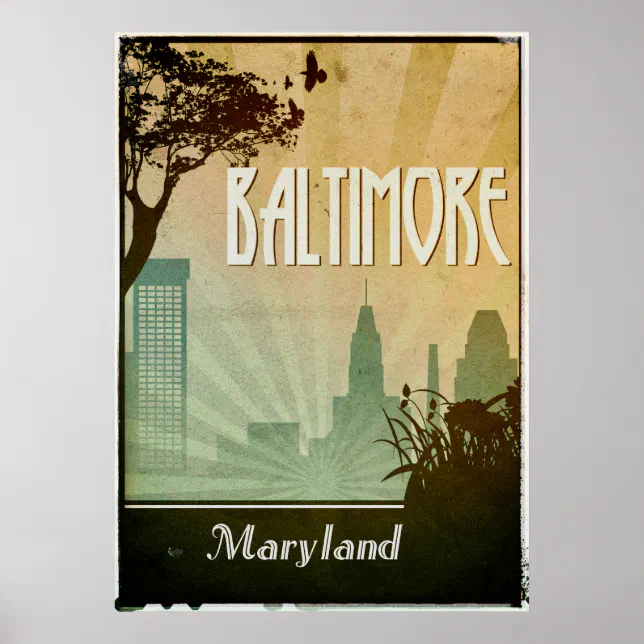 Baltimore Art Deco Design City Poster artwork - | Zazzle