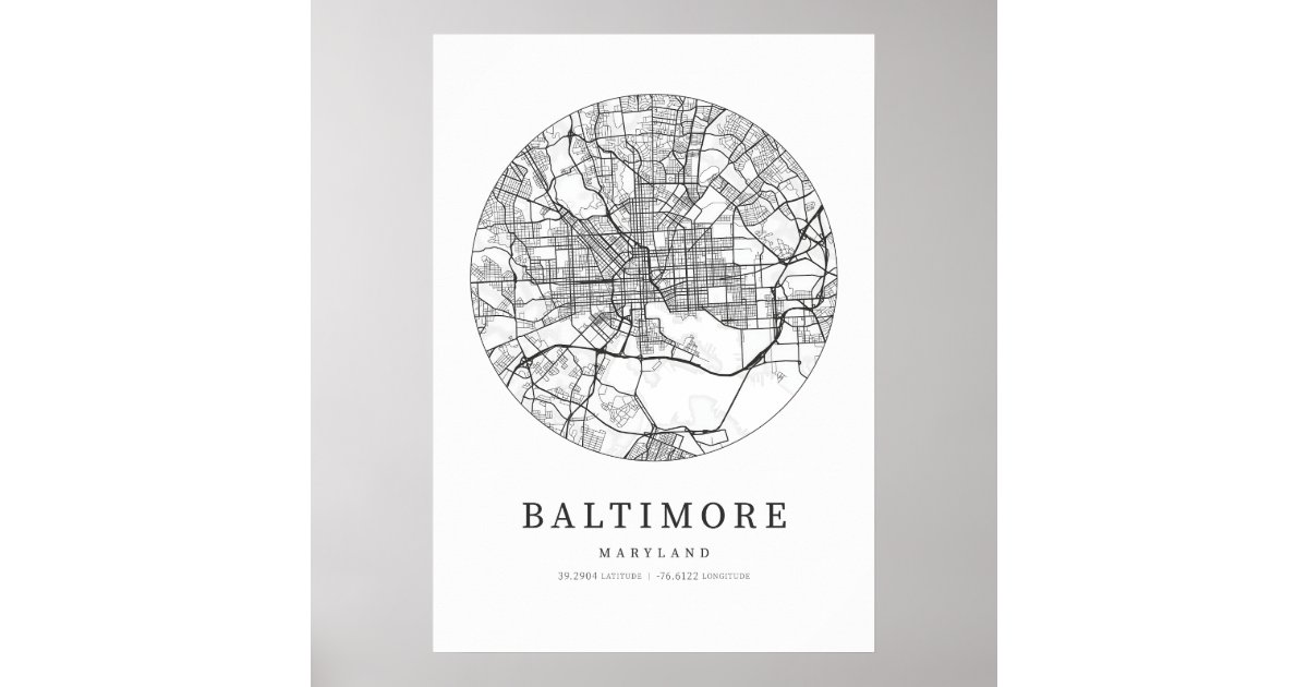 Baltimore Cartography Map Poster | Zazzle