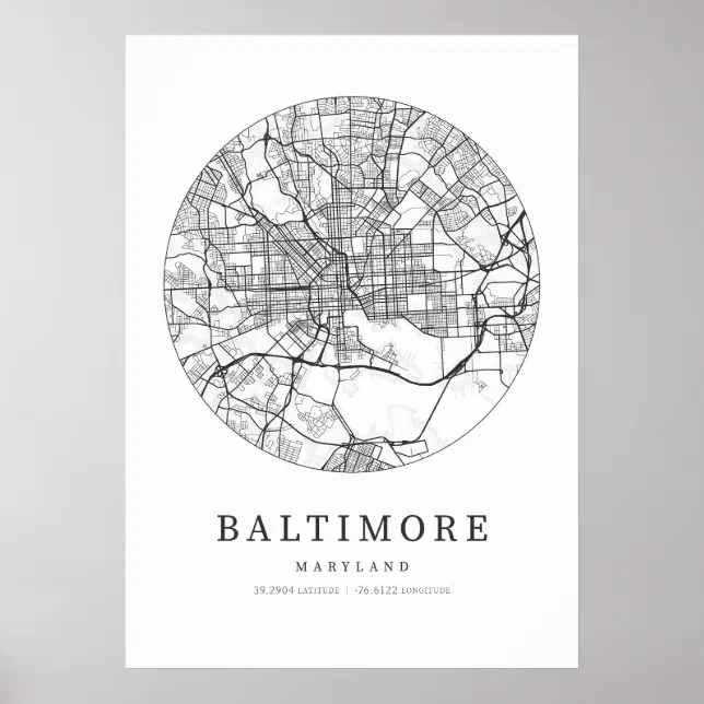 Baltimore Cartography Map Poster | Zazzle