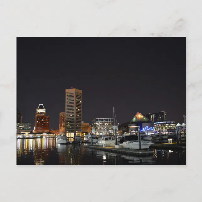 Baltimore Inner Harbor at Night Postcard | Zazzle