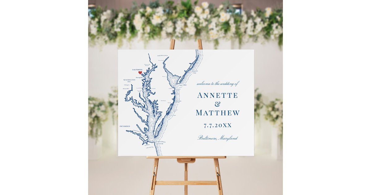 Baltimore Maryland Map Wedding Welcome Sign | Zazzle