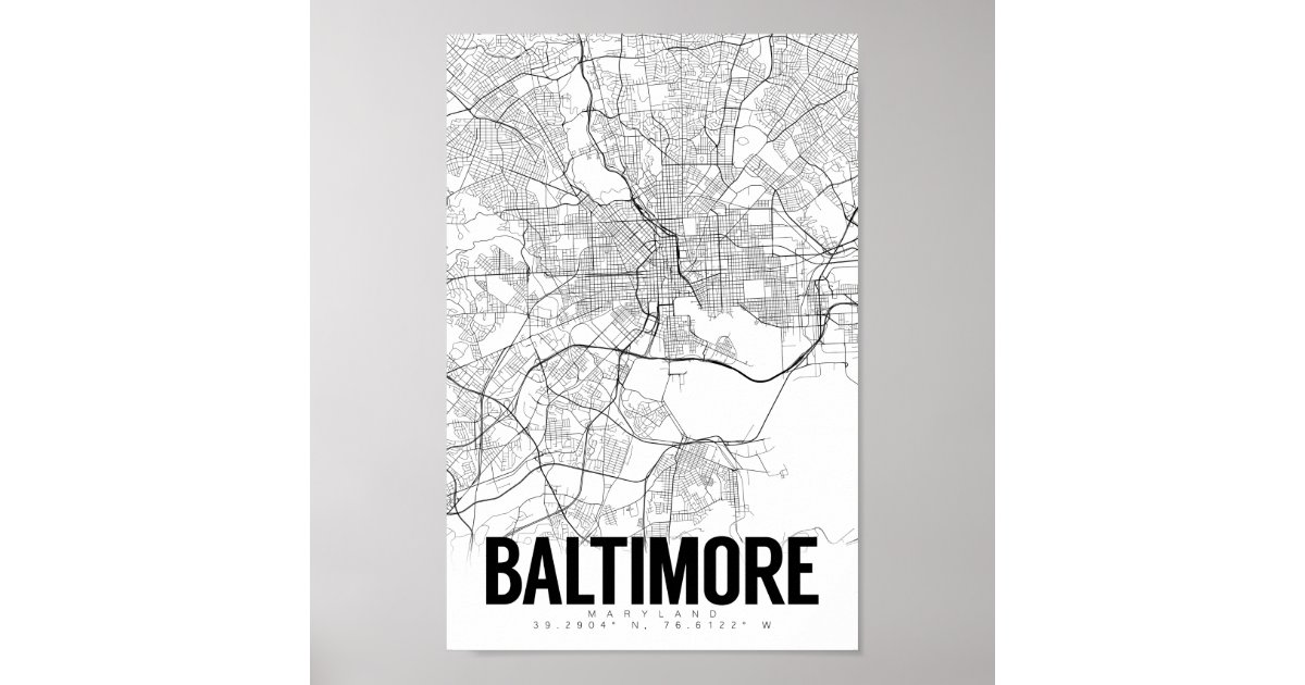 Baltimore Maryland Minimalist Map Art Poster | Zazzle