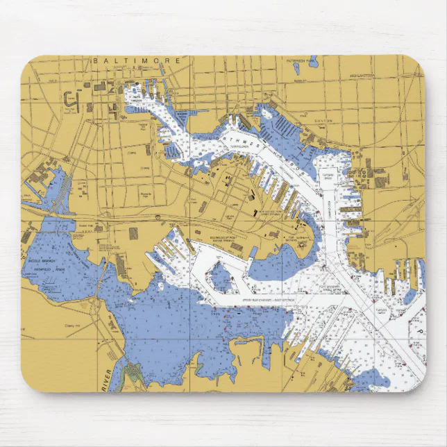 Baltimore MD Nautical Harbor Chart mousepad | Zazzle