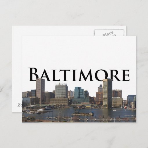 Baltimore MD Skyline with Baltimore in the Sky Postcard | Zazzle