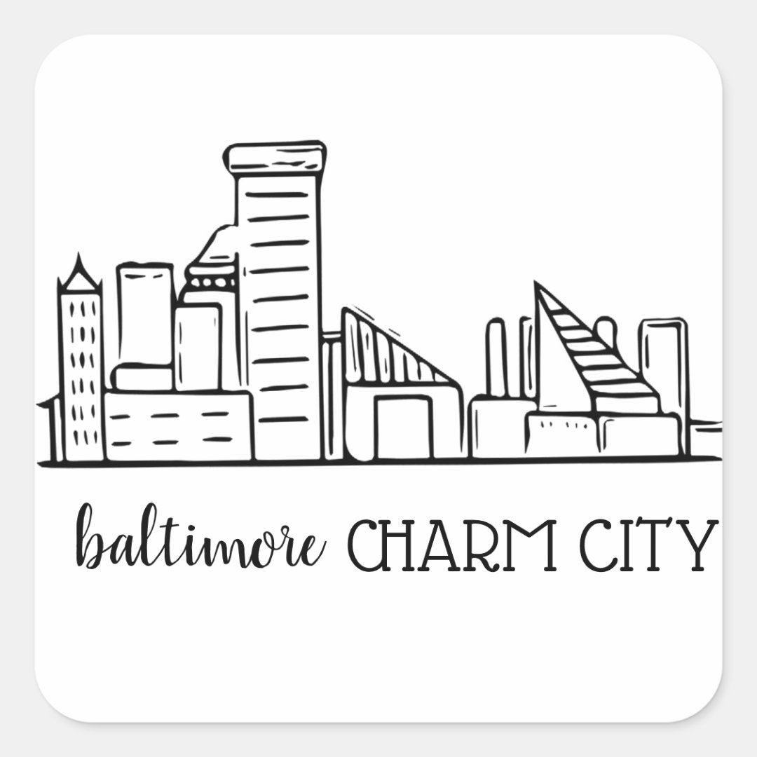 Baltimore Skyline Square Sticker | Zazzle