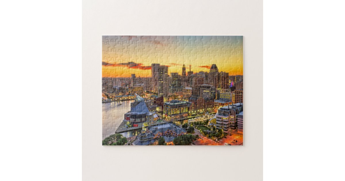 Baltimore Sunset Cityscape Jigsaw Puzzle | Zazzle