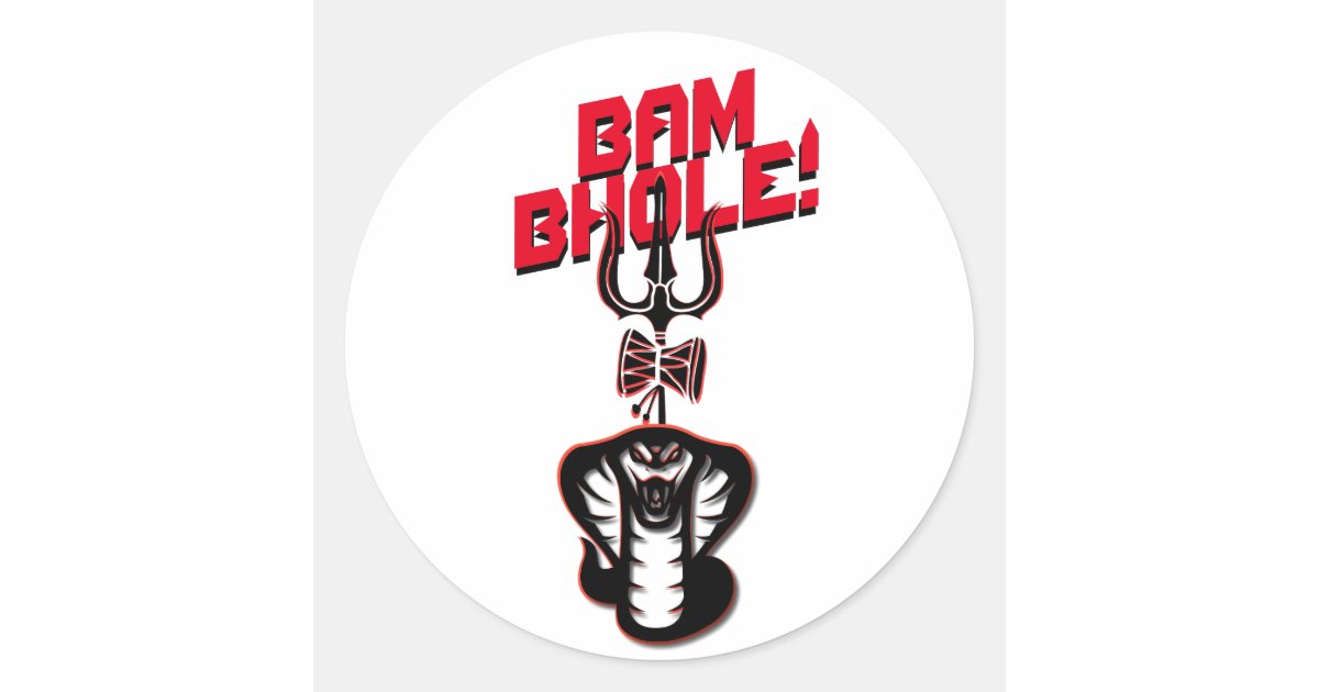 "BAM BHOLE" LORD SHIVA'S NAAG AND TRISHUL CLASSIC ROUND STICKER | Zazzle