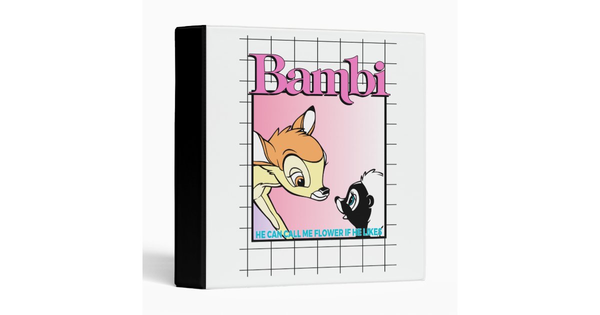 Bambi & Flower Retro Grid Graphic 3 Ring Binder | Zazzle