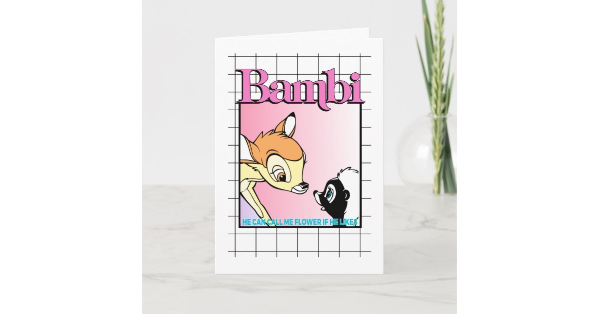 Bambi & Flower Retro Grid Graphic Card | Zazzle