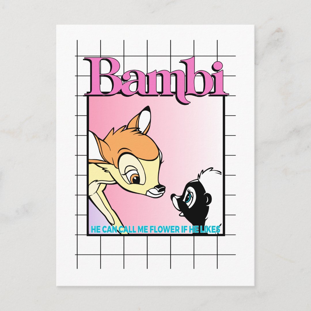Bambi & Flower Retro Grid Graphic Postcard | Zazzle