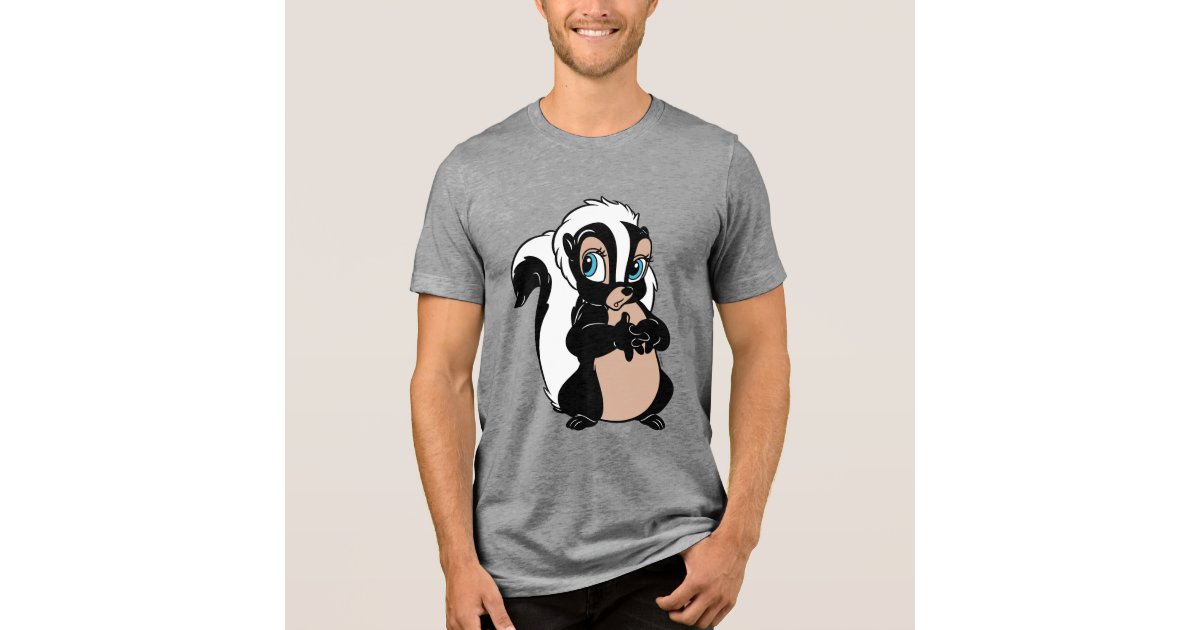 Bambi Flower skunk standing shy Tri-Blend Shirt | Zazzle