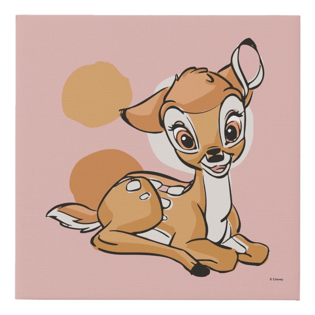 Bambi Sitting With A Smile Faux Canvas Print | Zazzle