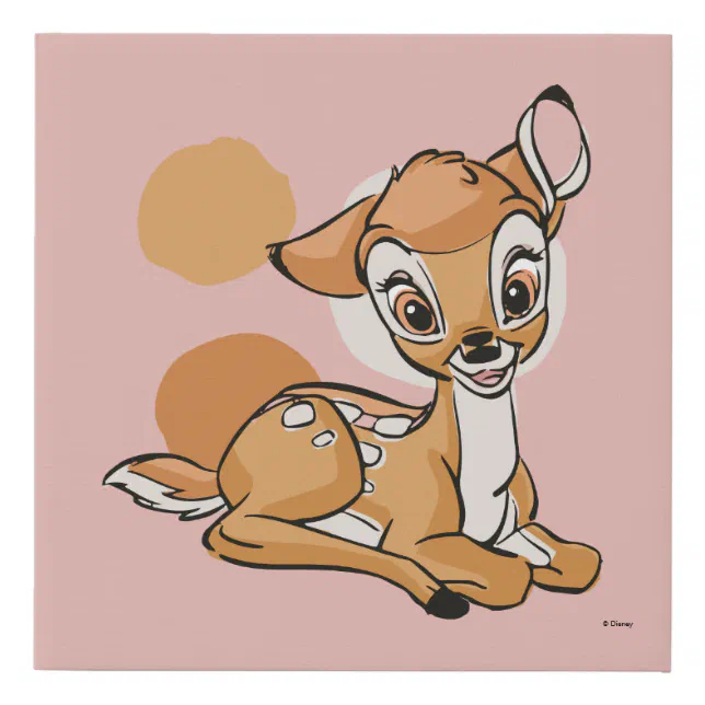 Bambi Sitting With A Smile Faux Canvas Print | Zazzle