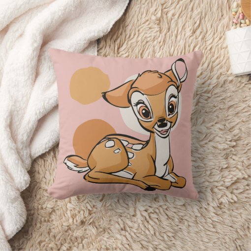 Bambi Sitting With A Smile Throw Pillow | Zazzle