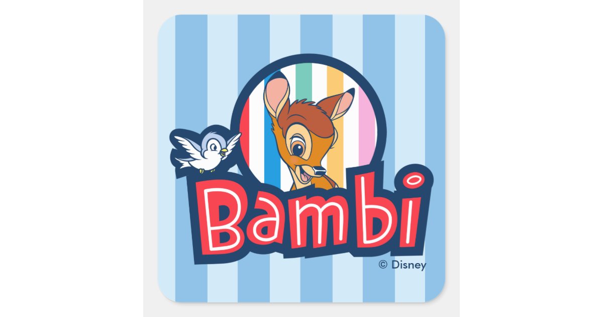 Bambi Striped Badge Square Sticker | Zazzle