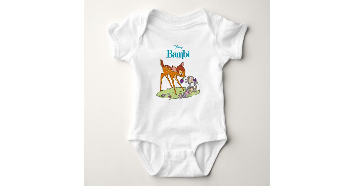 Bambi & Thumper Eating Clover Blossoms Baby Bodysuit | Zazzle