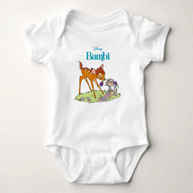 Bambi & Thumper Eating Clover Blossoms Baby Bodysuit | Zazzle