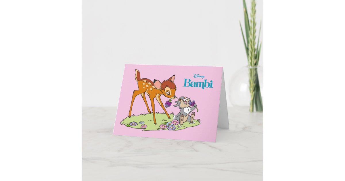 Bambi & Thumper Eating Clover Blossoms Card | Zazzle