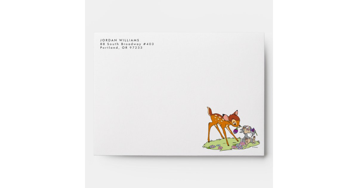 Bambi & Thumper Eating Clover Blossoms Envelope | Zazzle