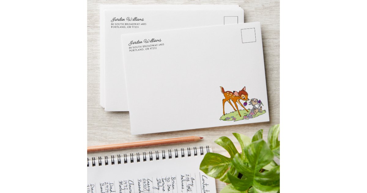 Bambi & Thumper Eating Clover Blossoms Envelope | Zazzle