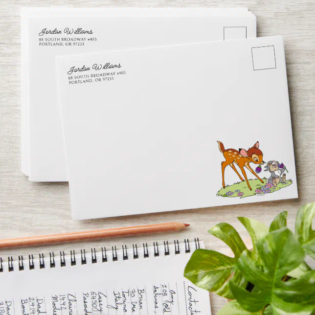 Bambi & Thumper Eating Clover Blossoms Envelope | Zazzle
